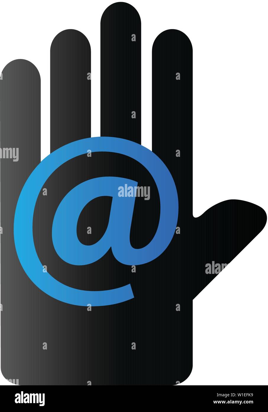 Hand with email icon in duo tone color. Contact website communication ...