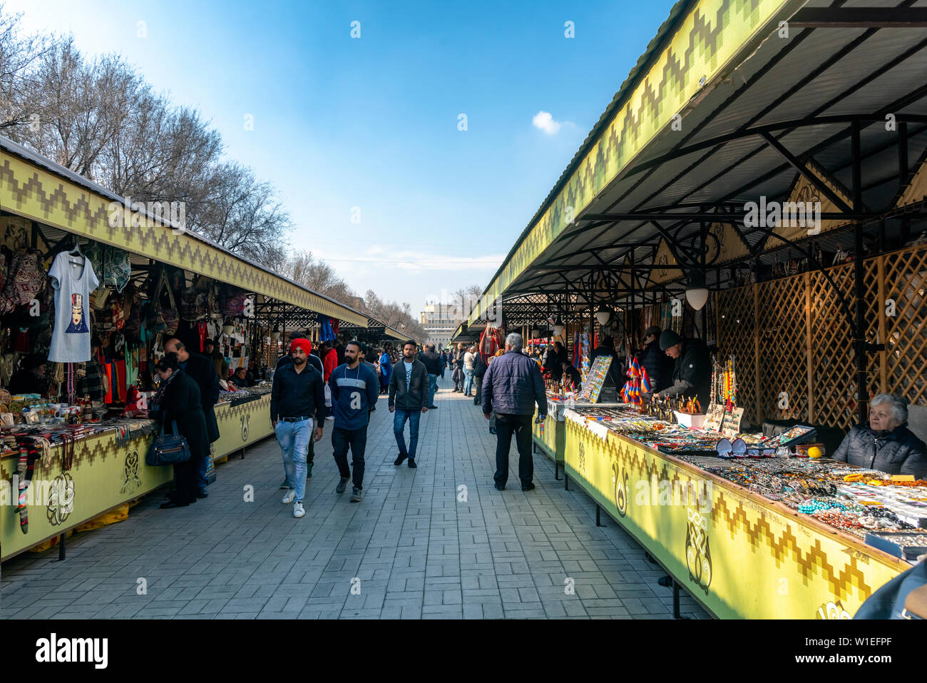 Yerevan Vernissage Market painting part and sellers. YEREVAN, ARMENIA ...