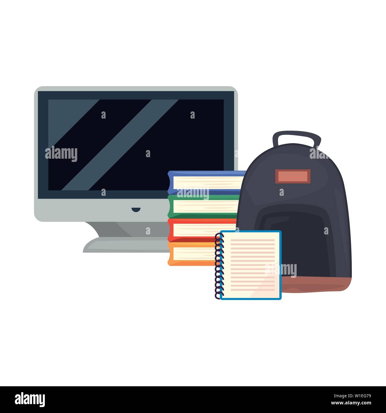 computer backpack notebook books back to school vector illustration ...