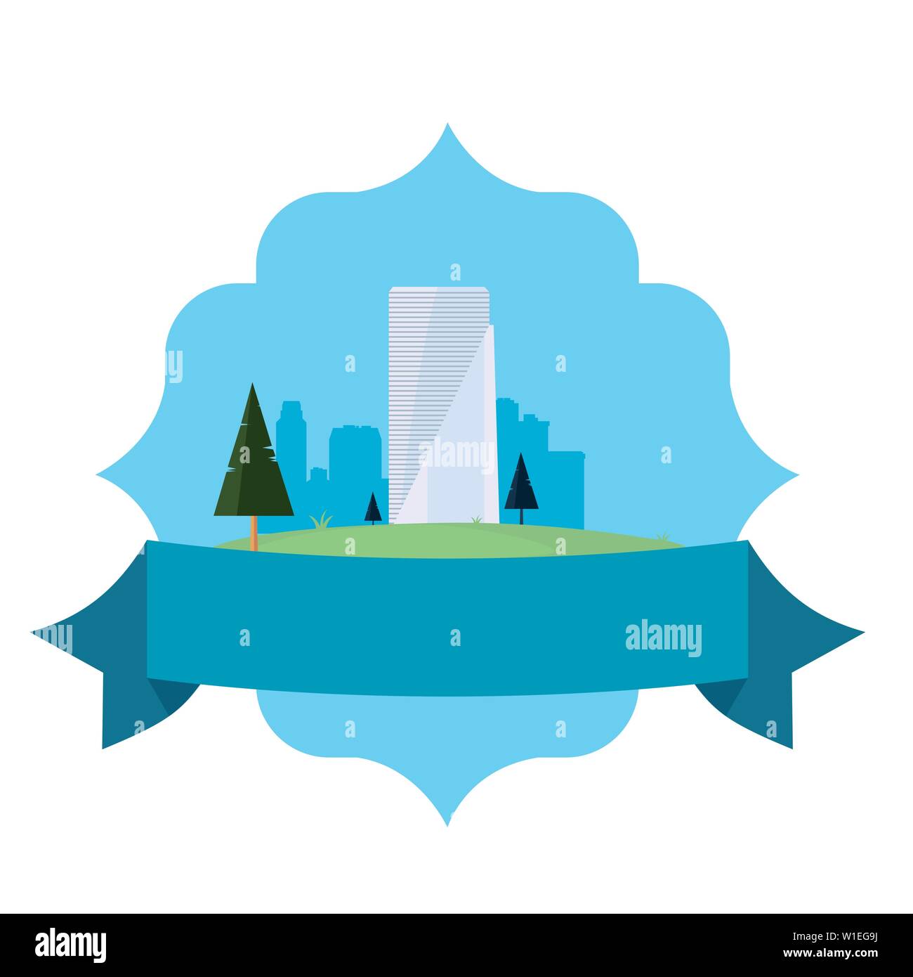 futuristic building urban tower emblem vector illustration Stock Vector ...