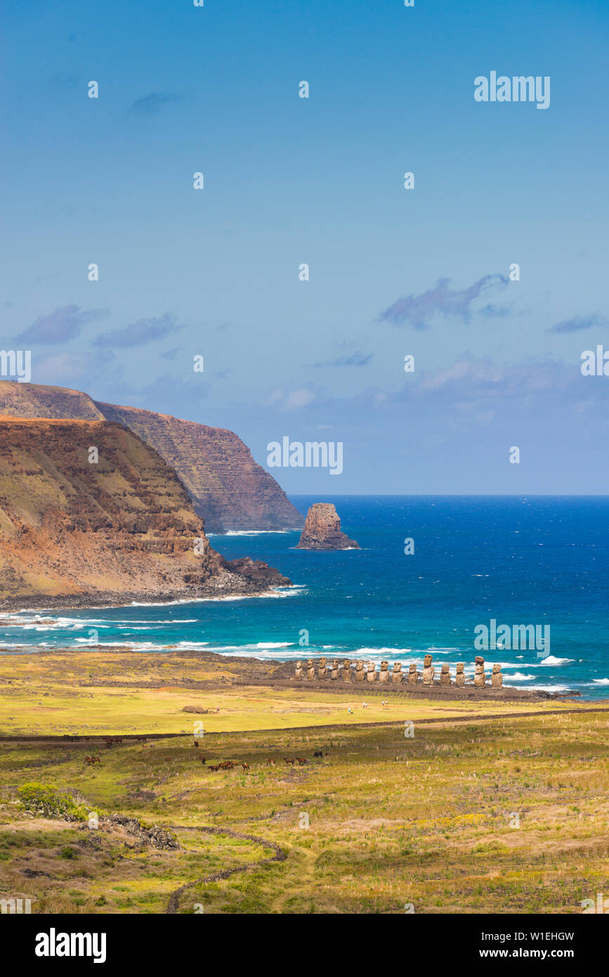 Moai heads of Easter Island, Rapa Nui National Park, UNESCO World ...