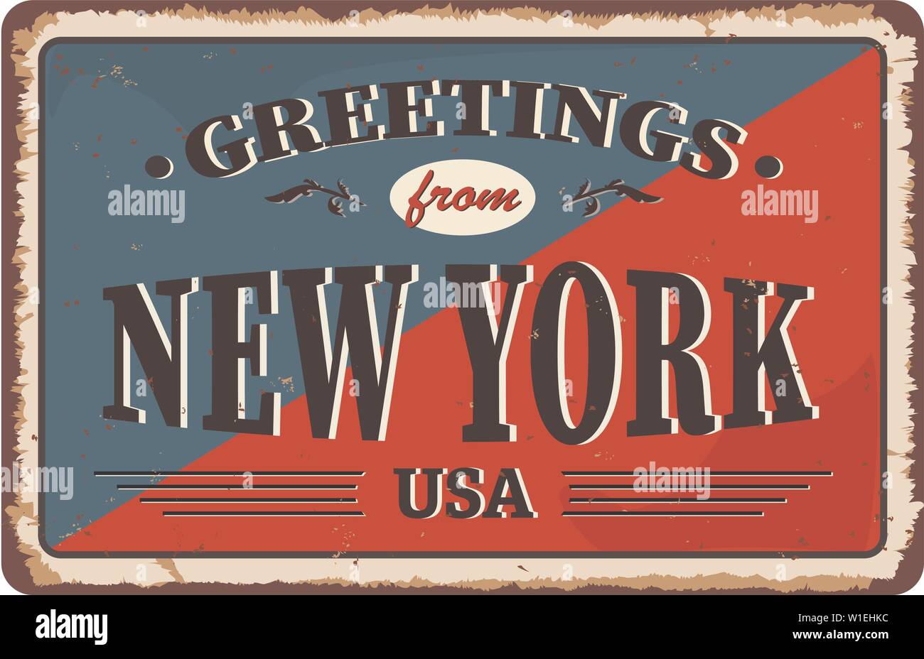 Greetings from New York vintage rusty metal sign on a white background ...