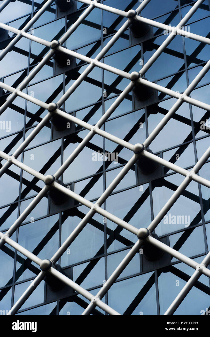 Close up section of an office block in London with external structural ...