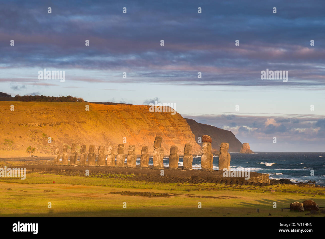 Moai heads of Easter Island, Rapa Nui National Park, UNESCO World ...