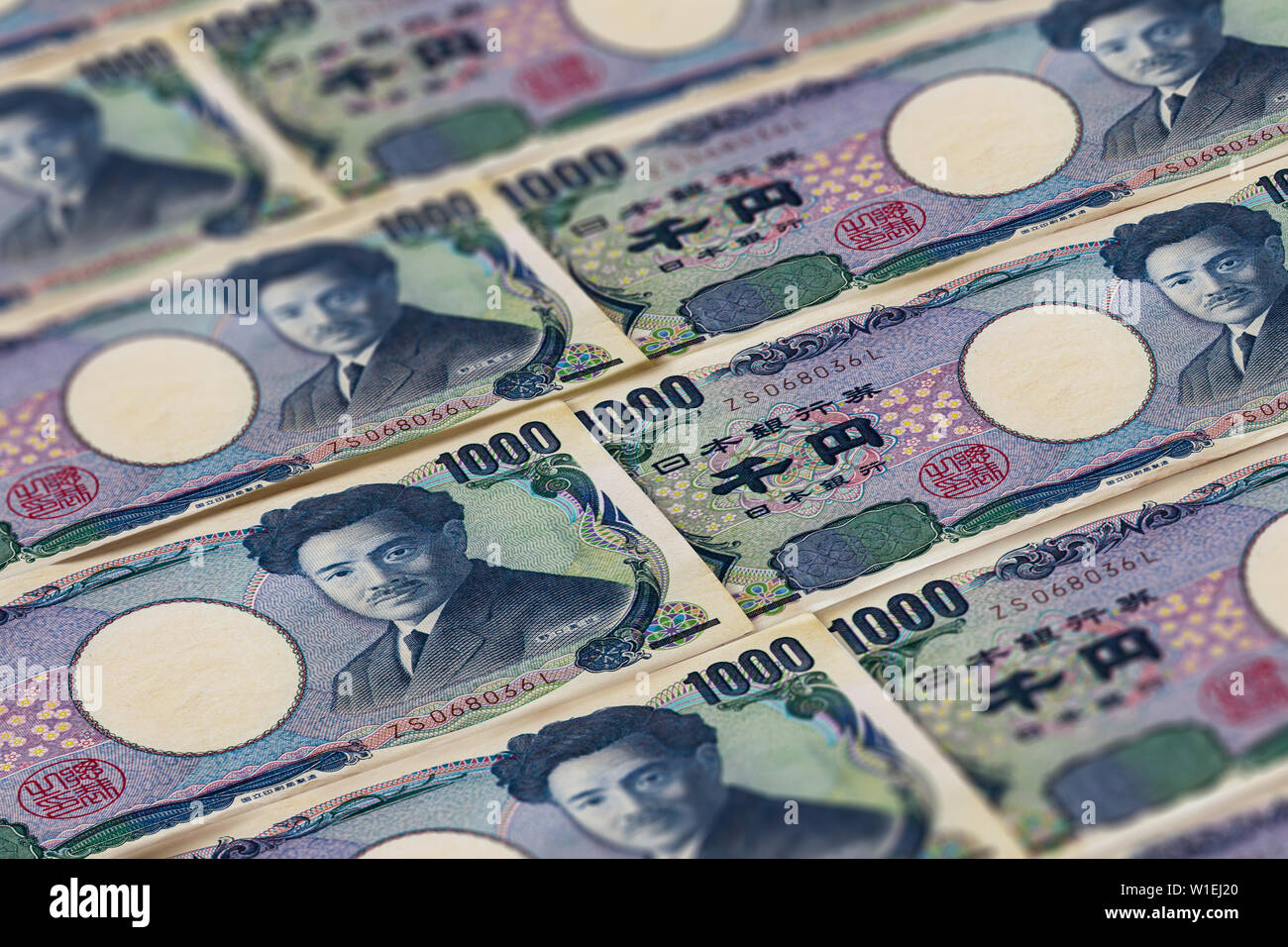 Money of Japan. One thousand japanese yen banknotes. Financial ...