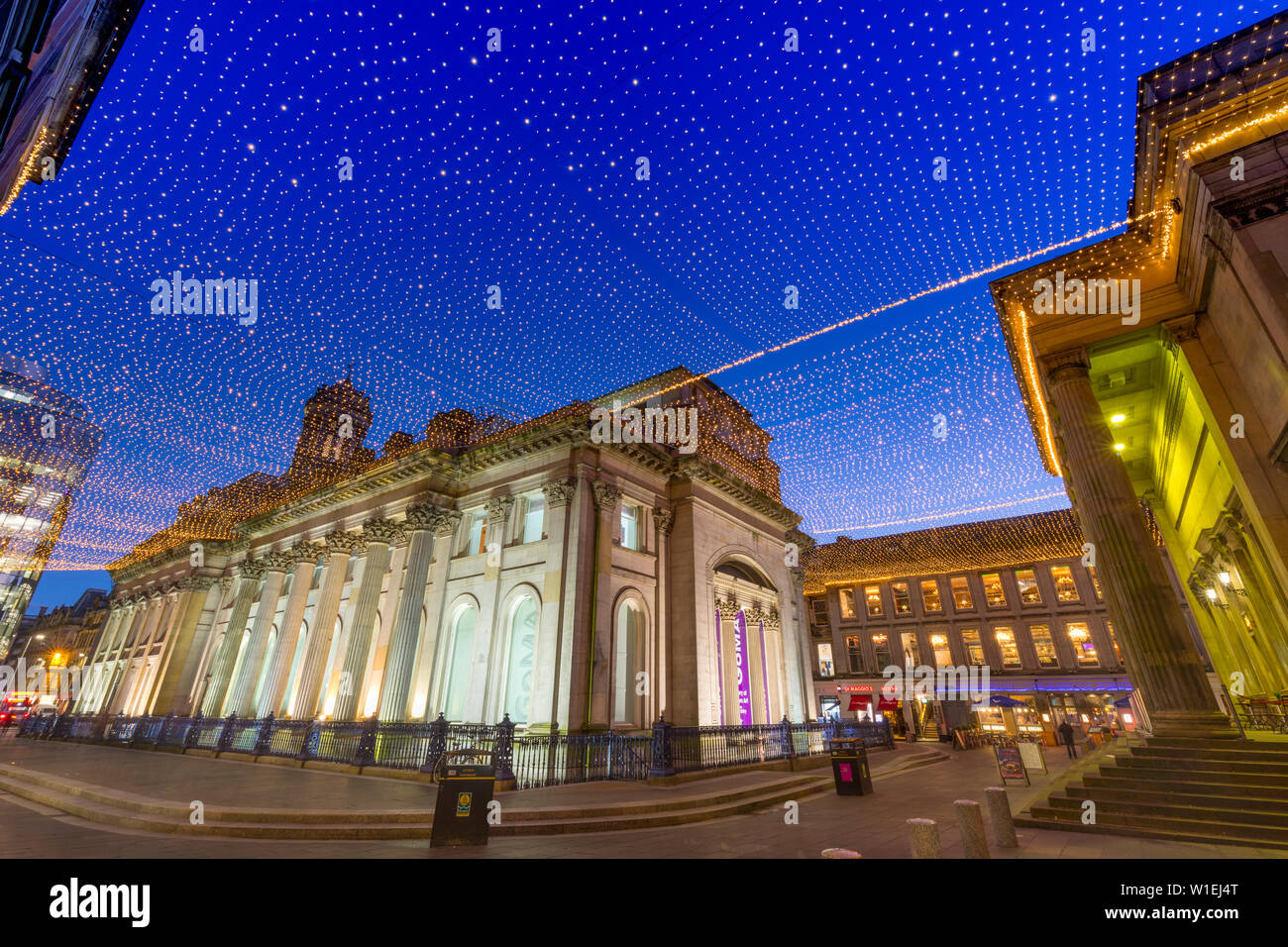 Royal Exchange Square at dusk, Gallery of Modern Art, Glasgow, Scotland ...