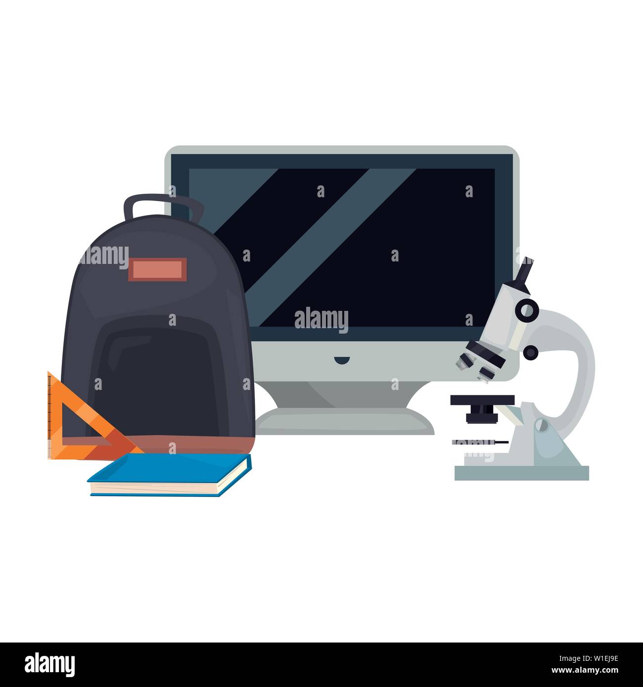 computer backpack microscope book triangle ruler back to school vector illustration vector ...