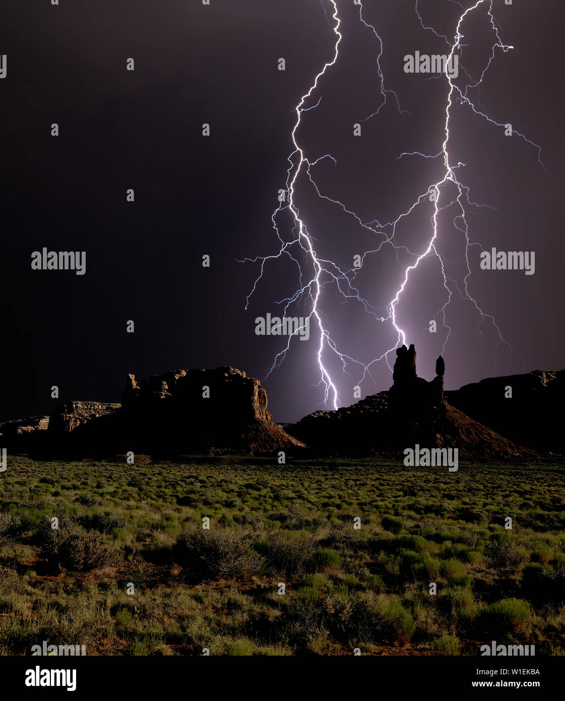 Composite photo of lightning striking Valley of the Gods in Utah ...