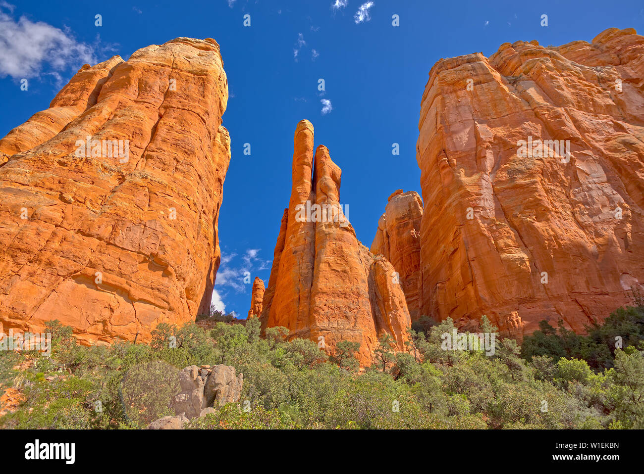 The Central Spires of Cathedral Rock viewed from the west side of the ...