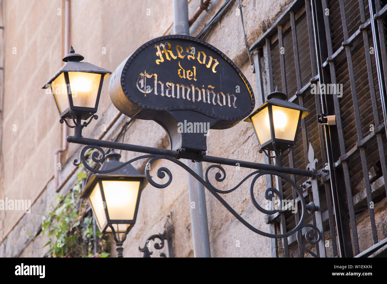 Meson del Champinon Restaurant Sign, Cava de San Miguel Street, Madrid ...