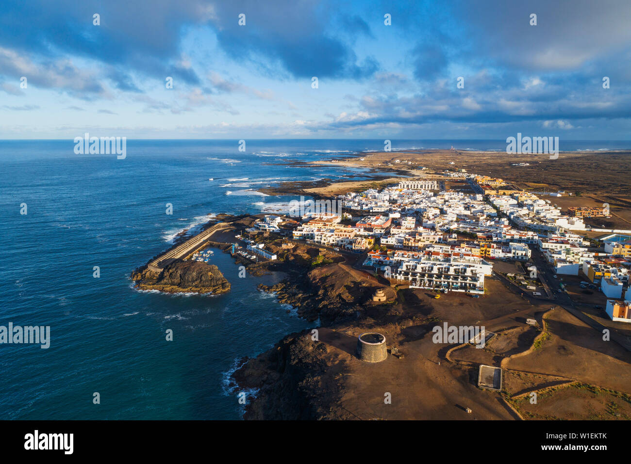 Aerial drone view, El Cotillo, Fuerteventura, Canary Islands, Spain ...