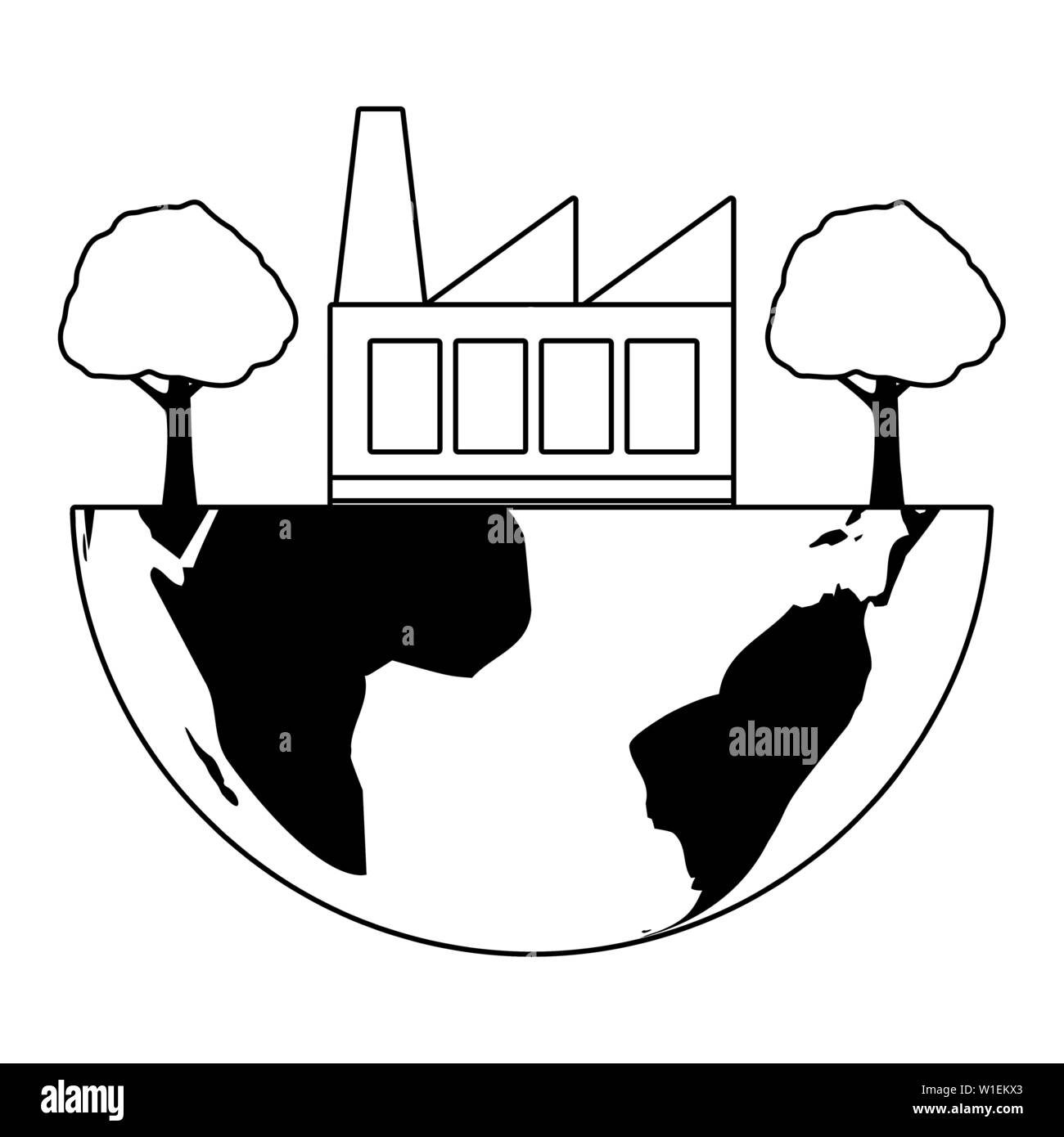 world factory trees eco friendly environment vector illustration Stock ...