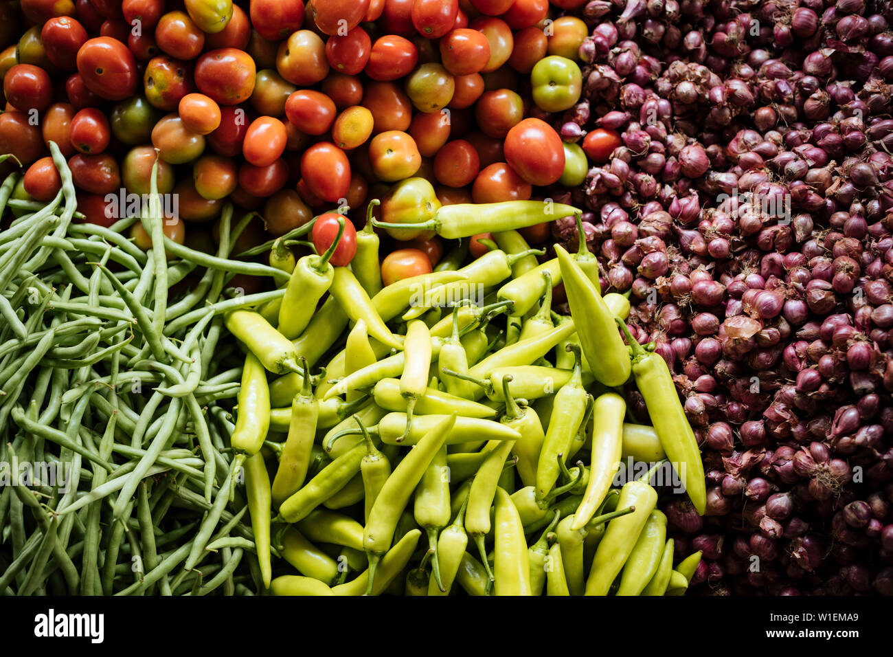Vegetables on display in Jaffna Market, Jaffna, Northern Province, Sri ...