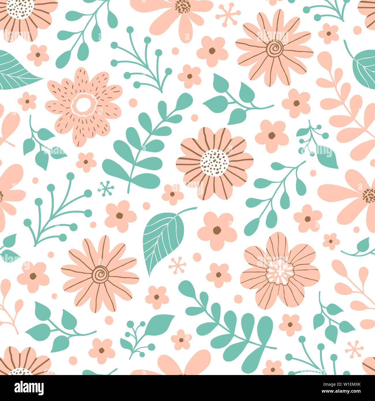 pattern with flowers and leaves Stock Vector Image & Art - Alamy