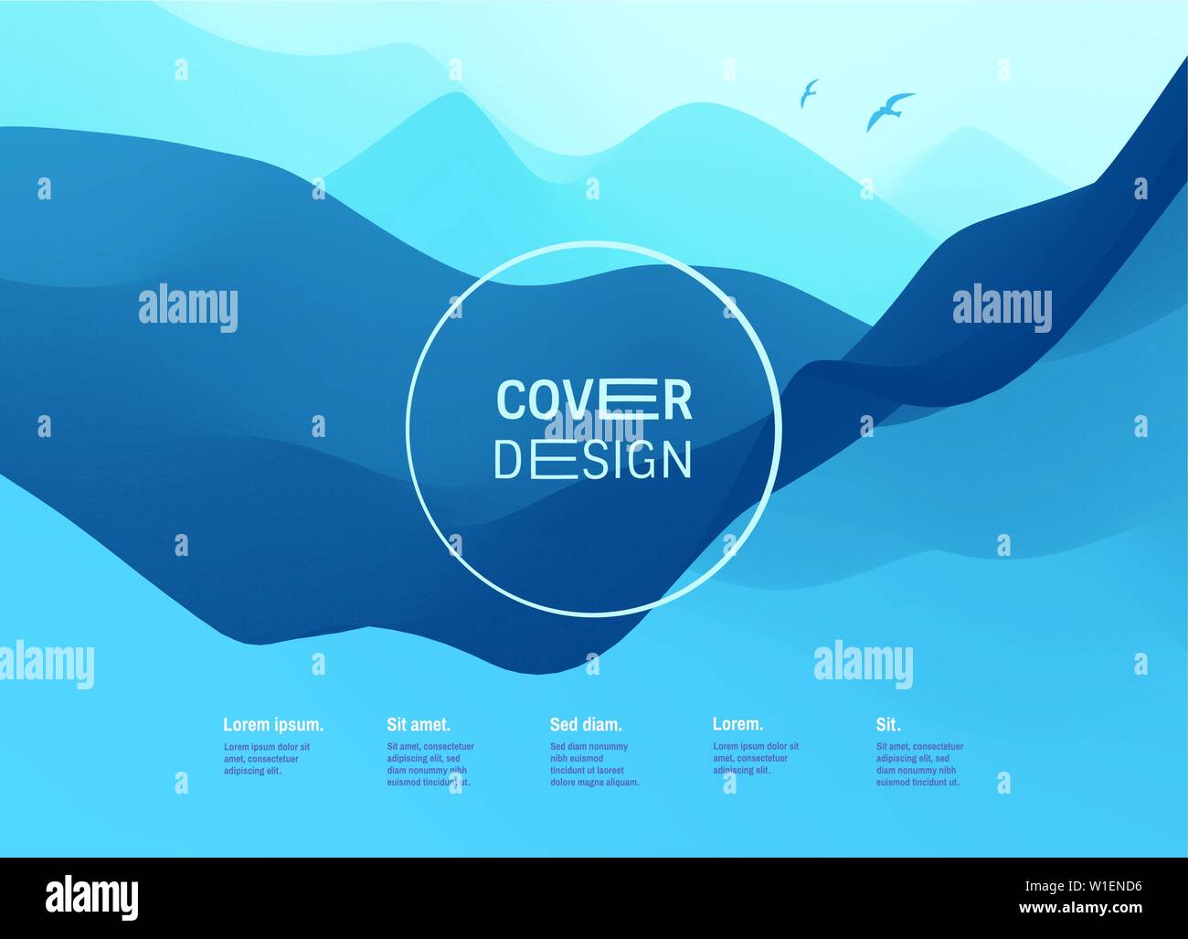 Cover design template. Landscape with mountains. Abstract background ...