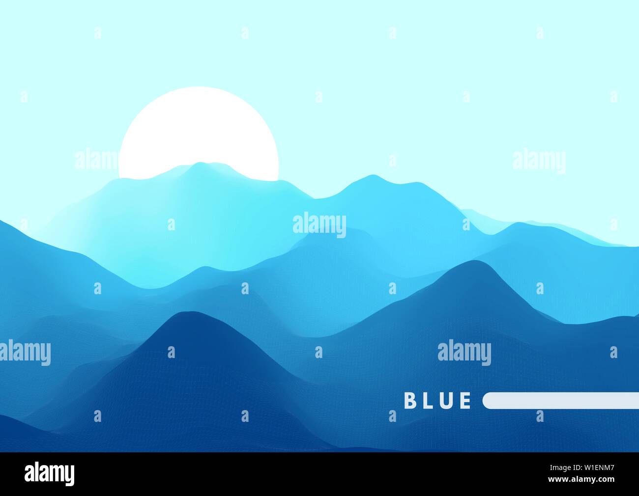 Landscape with mountains and sun. Sunrise. Mountainous terrain ...