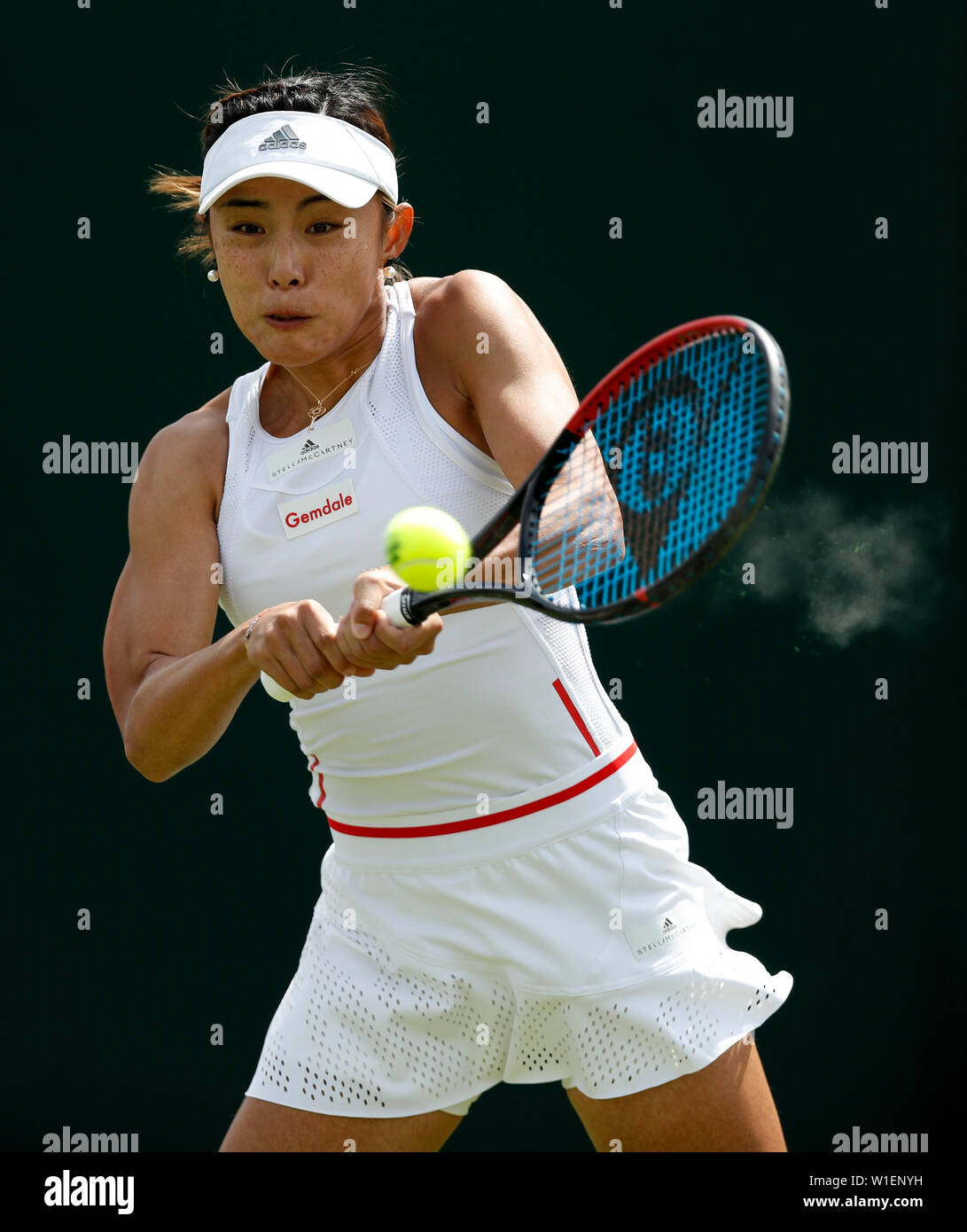 London, Britain. 2nd July, 2019. Wang Qiang of China competes during ...