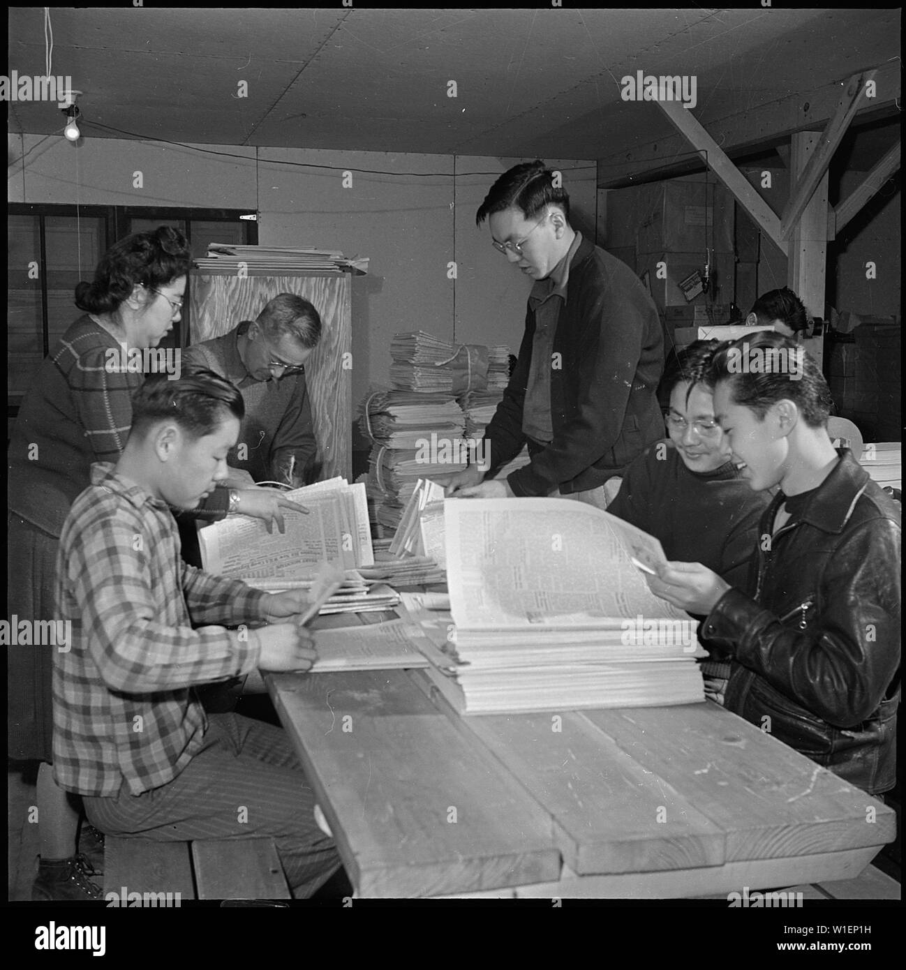 Heart Mountain Relocation Center, Heart Mountain, Wyoming. Assembling ...