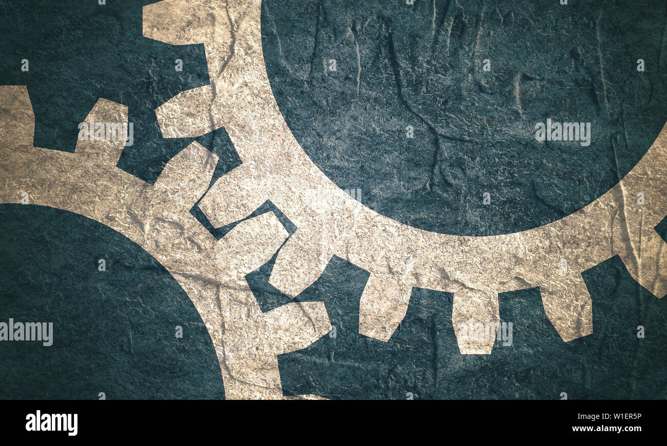 Connected Gears. Grunge background Stock Photo - Alamy