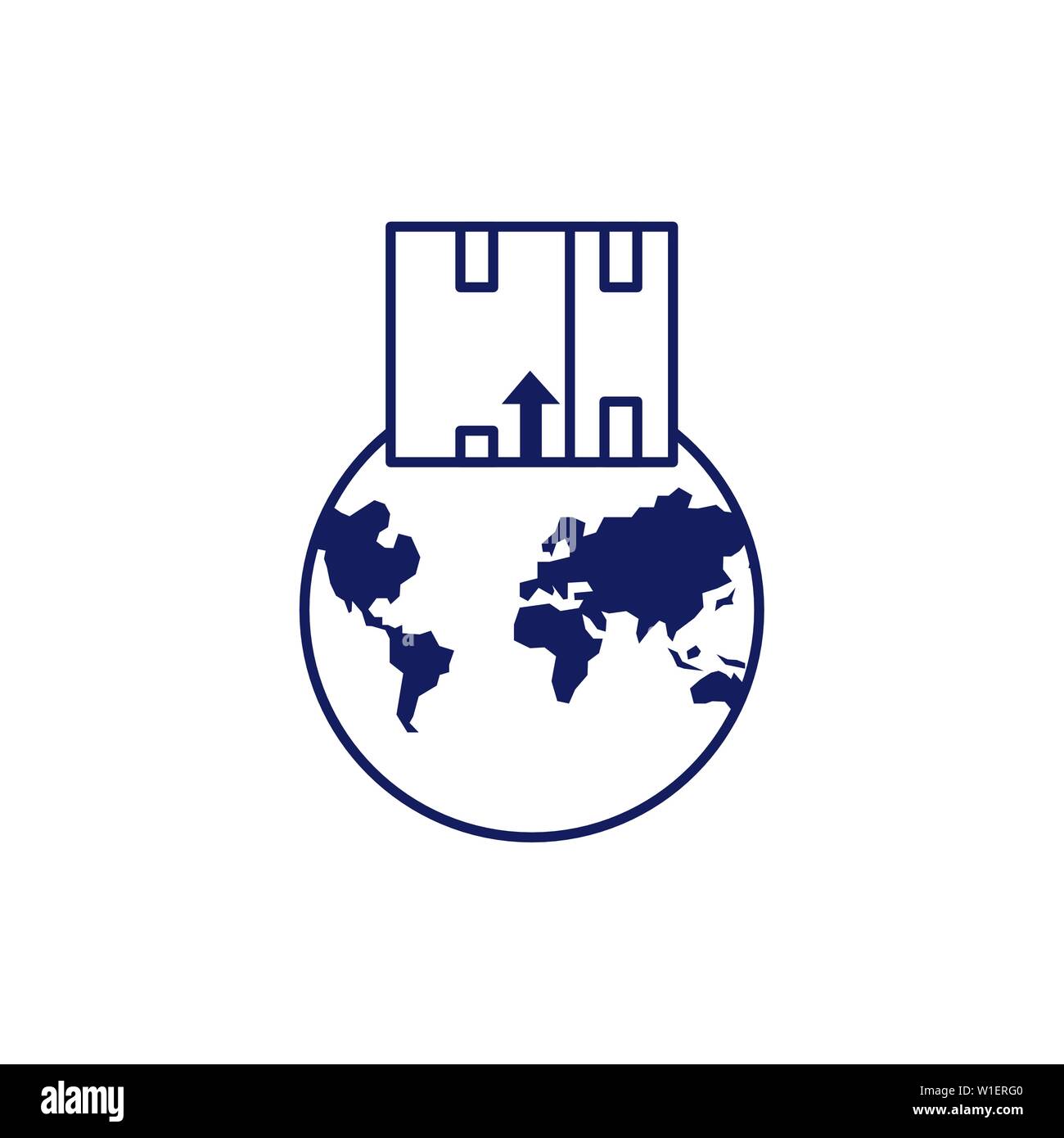 set of box carton with planet earth vector illustration design Stock ...