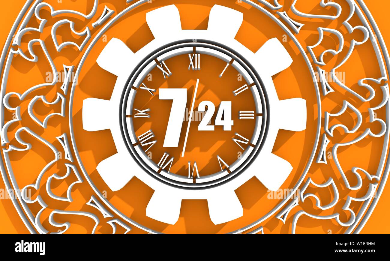 timing badge symbol 7 and 24 Stock Photo - Alamy