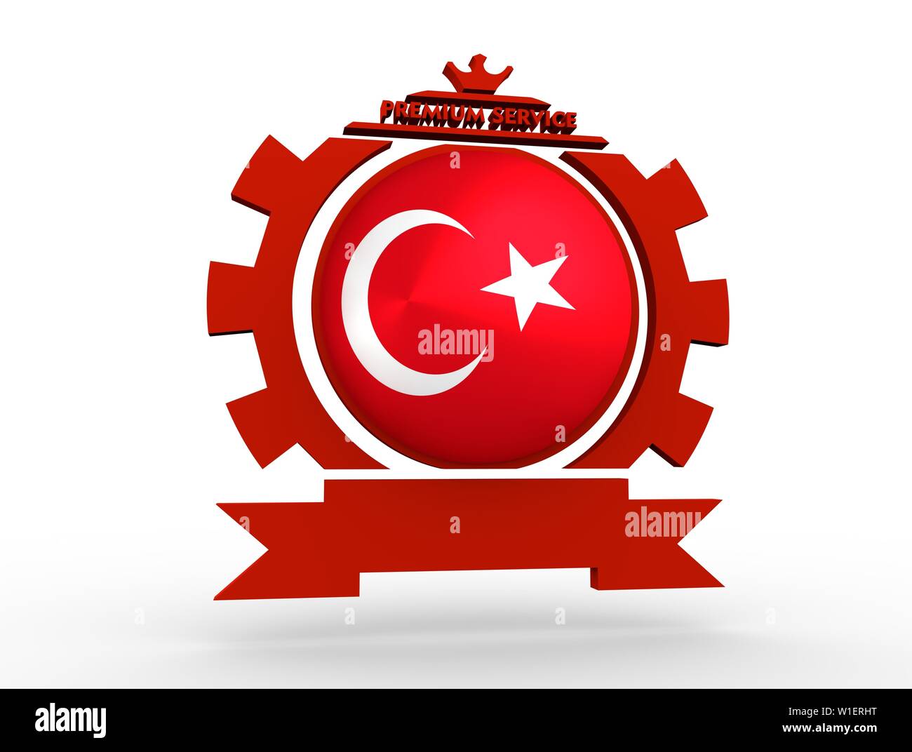 Cogwheel shaped emblem with flag Stock Photo - Alamy