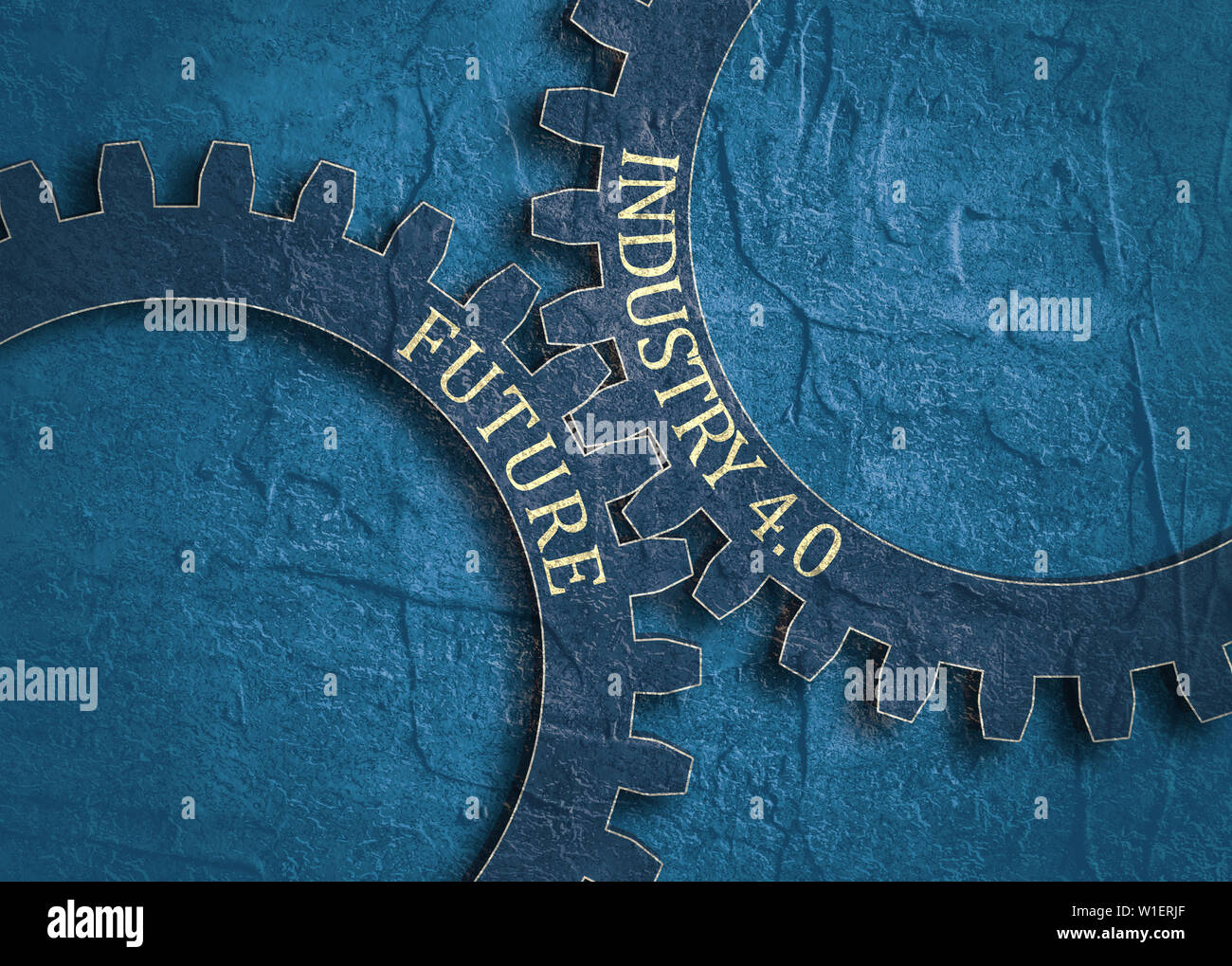 Industry four point zero text on the Gears Stock Photo - Alamy