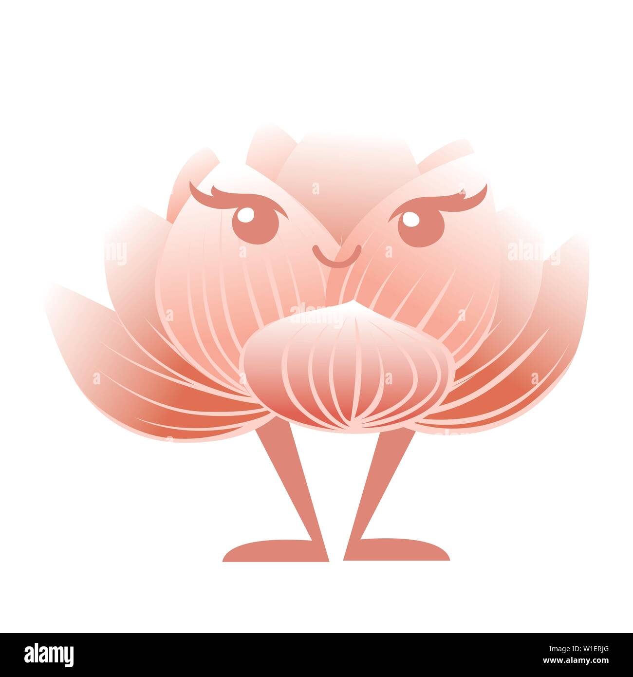 Pink lotus flower mascot cartoon character design flat vector ...