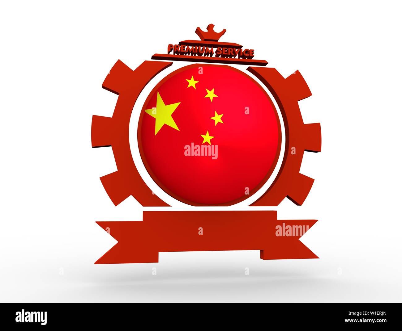 Cogwheel shaped emblem with flag Stock Photo - Alamy
