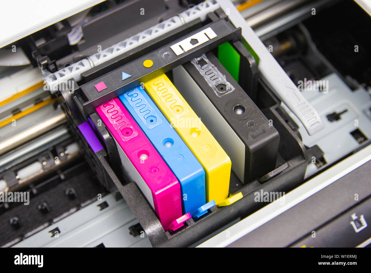 the color printer inkjet cartridge of the printer inject Stock Photo ...