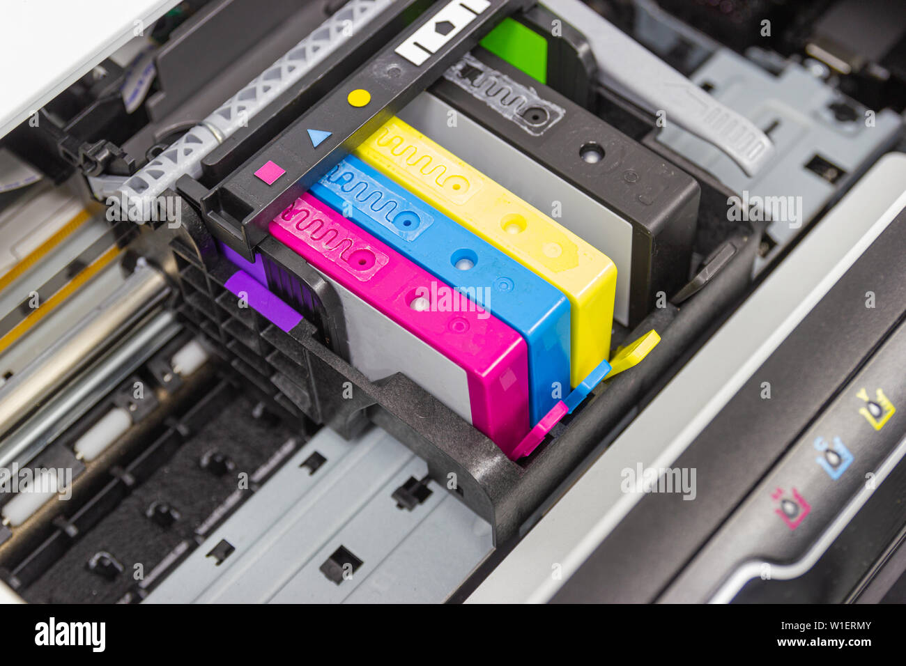 the color printer inkjet cartridge of the printer inject Stock Photo ...