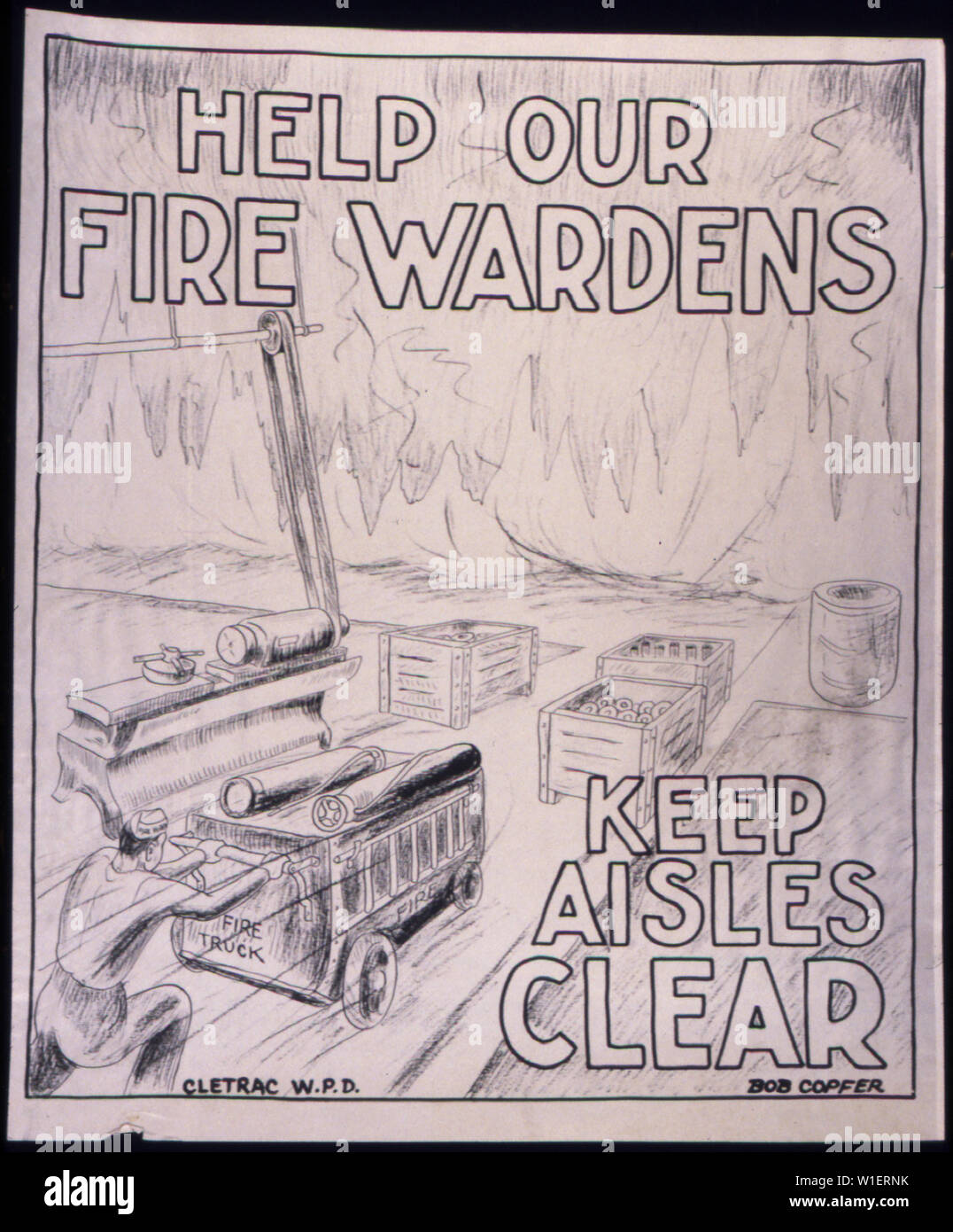 Help our fire wardens. Keep aisles clear Stock Photo - Alamy