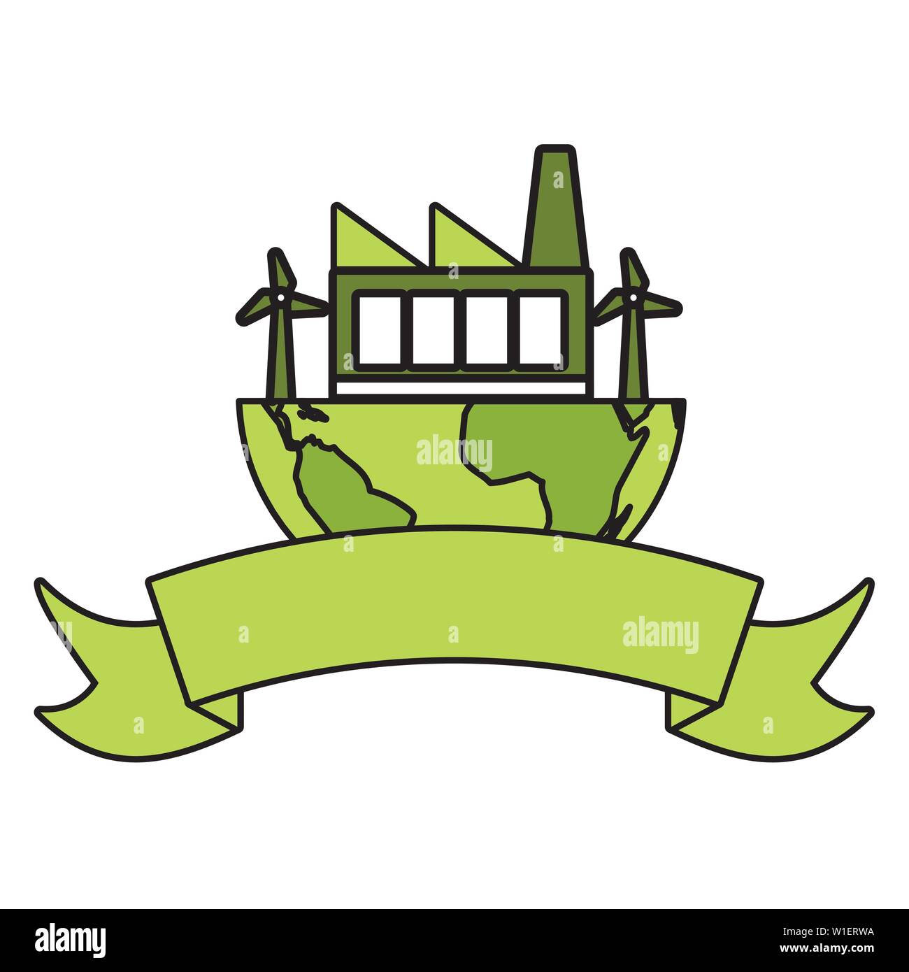 world factory industry windmill eco friendly environment vector ...