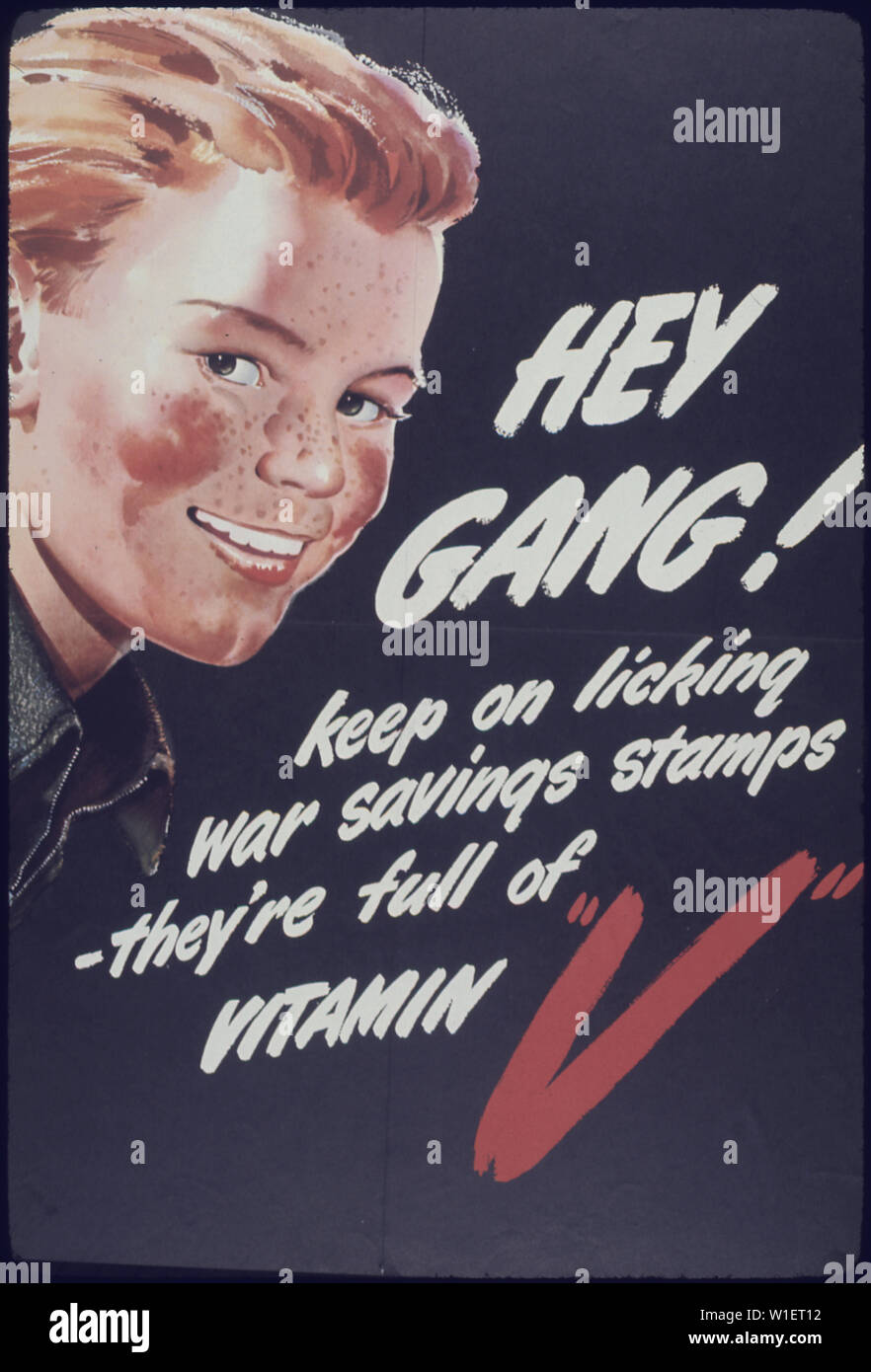 Hey Gang! Keep On Licking War Saving Stamps, They're Full of Vitamin V ...