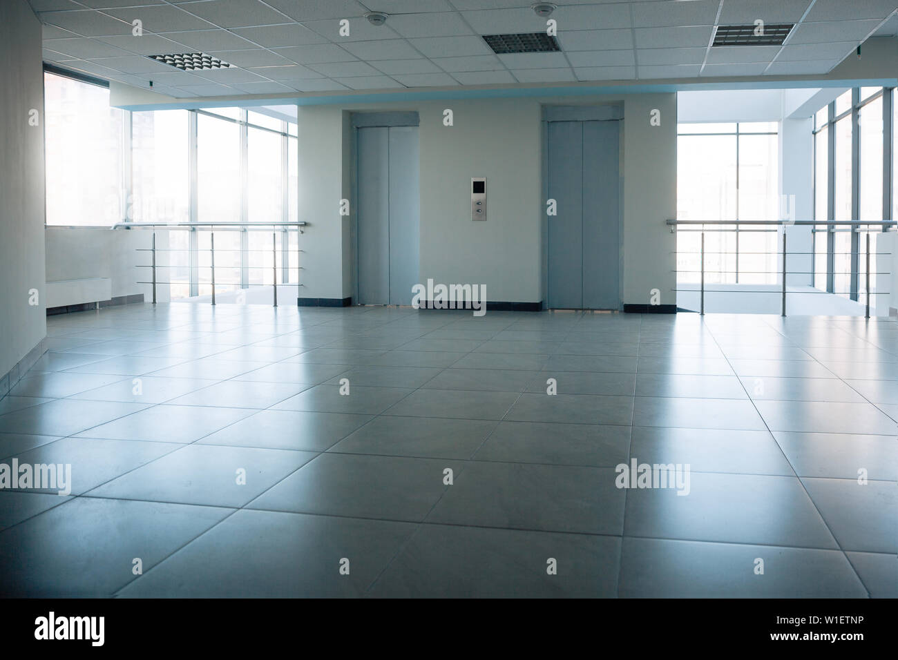 empty lobby in a modern office building. photo with copy space Stock ...
