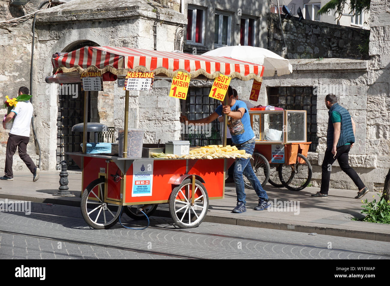Istanbul, Istanbul Province / Turkey: 19 April, 2016: street vendor in ...