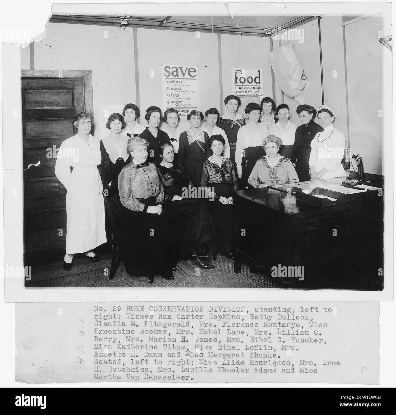 Home Conservation Division. Standing, left to right: Misses Nan Carter ...
