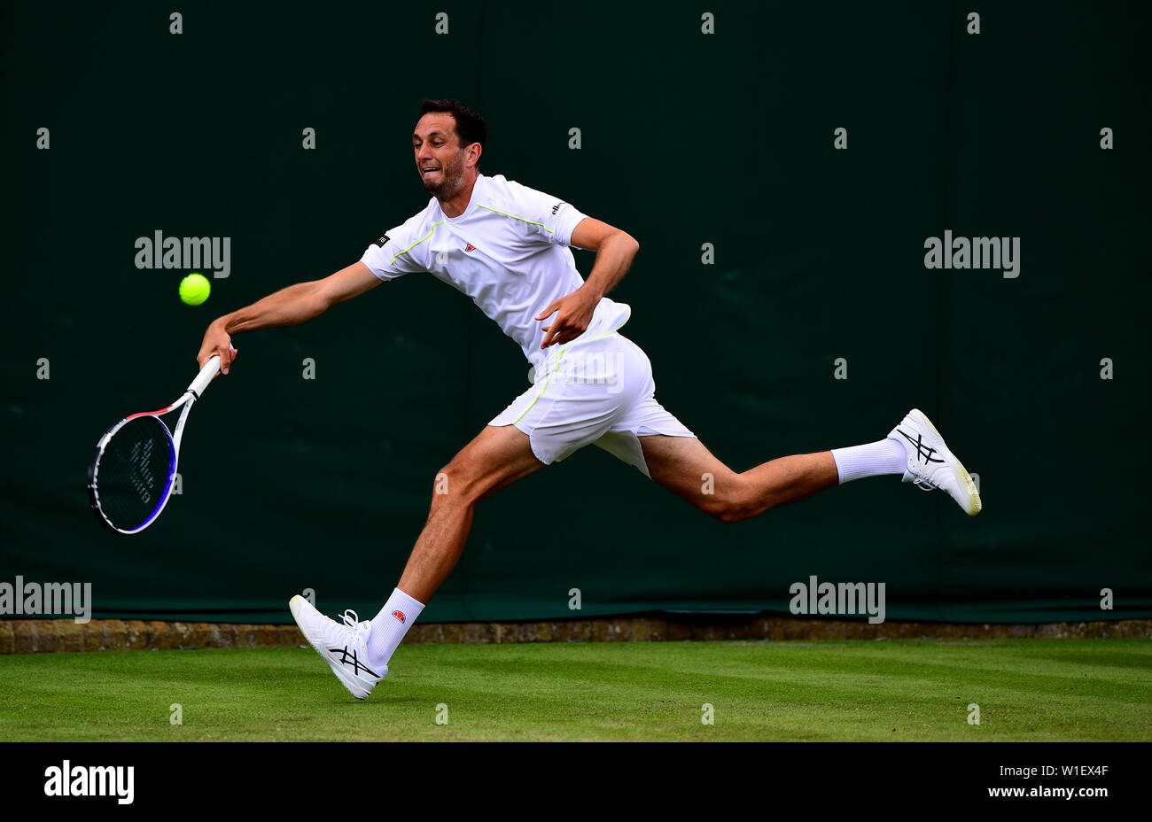 James Ward in action against Nikoloz Basilashvili on day two of the ...