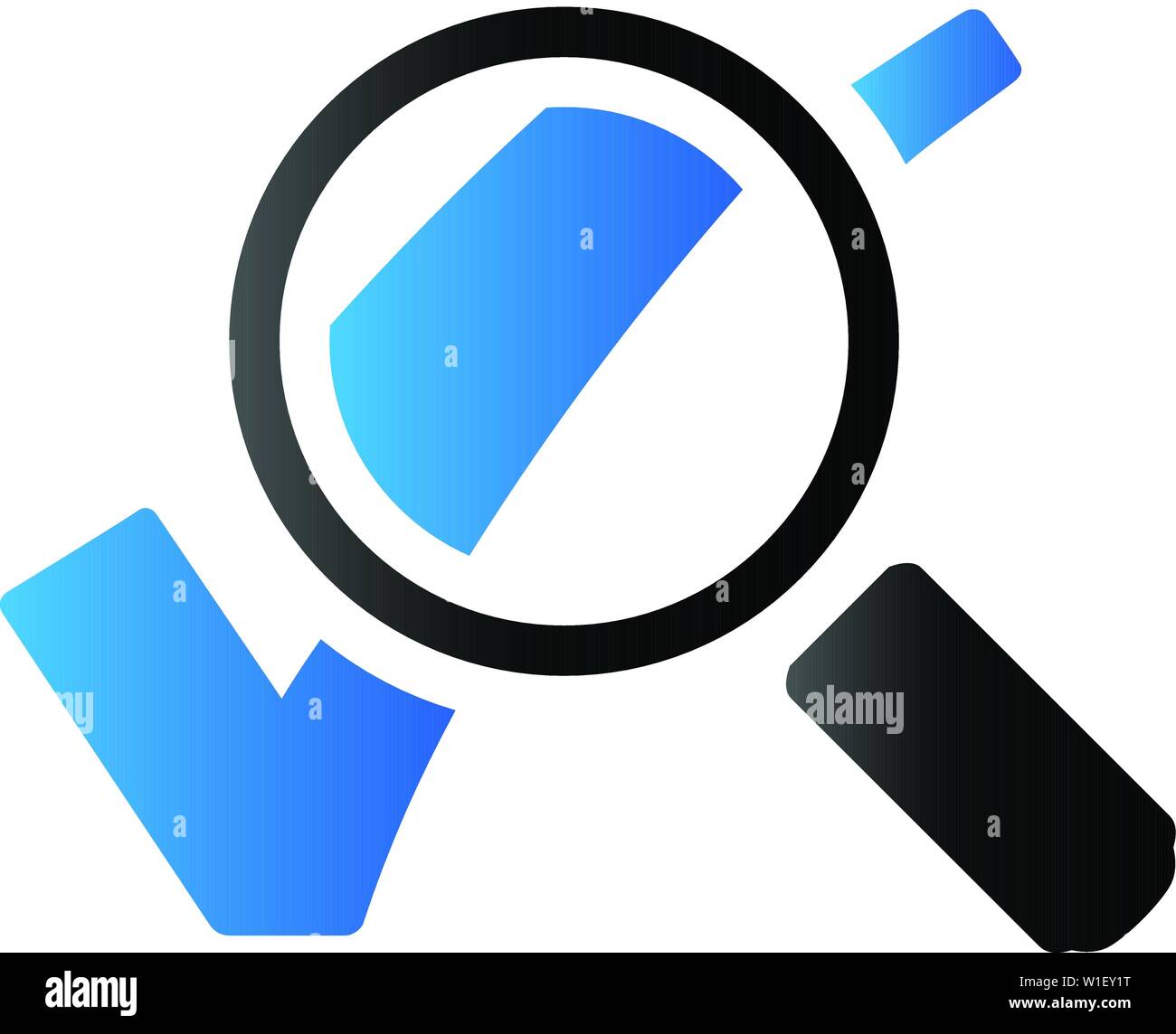 Magnifier check mark icon in duo tone color. Zoom find locate Stock ...