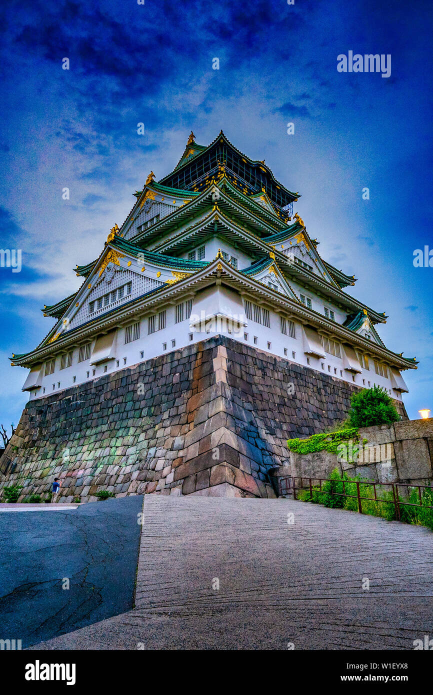 Osaka castle during rain Stock Photo - Alamy