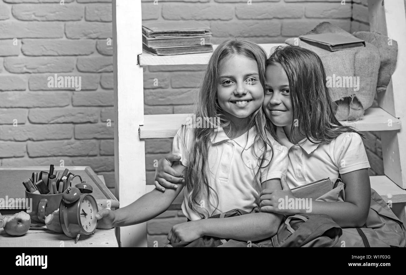 school break with happy children, school break with small girls Stock ...