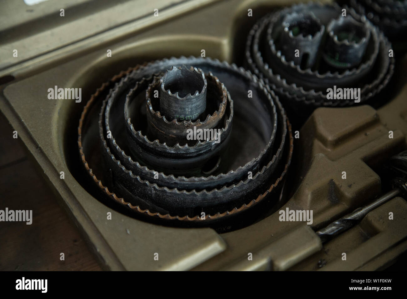 Saw parts in box Stock Photo - Alamy