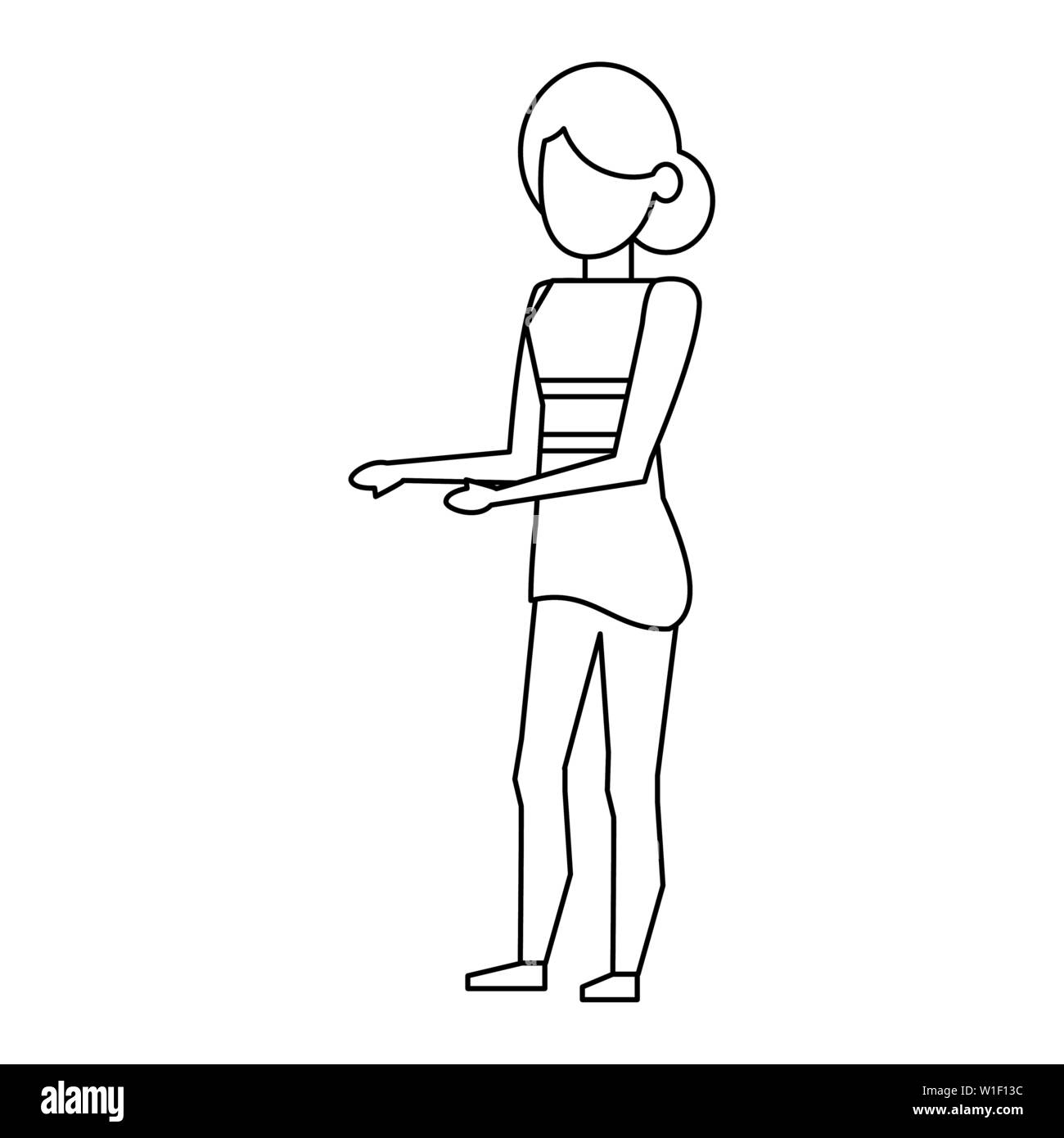 Young woman faceless avatar cartoon in black and white Stock Vector ...