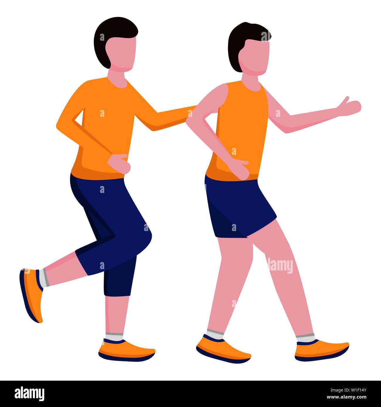 two men practicing running activity vector illustration Stock Vector ...