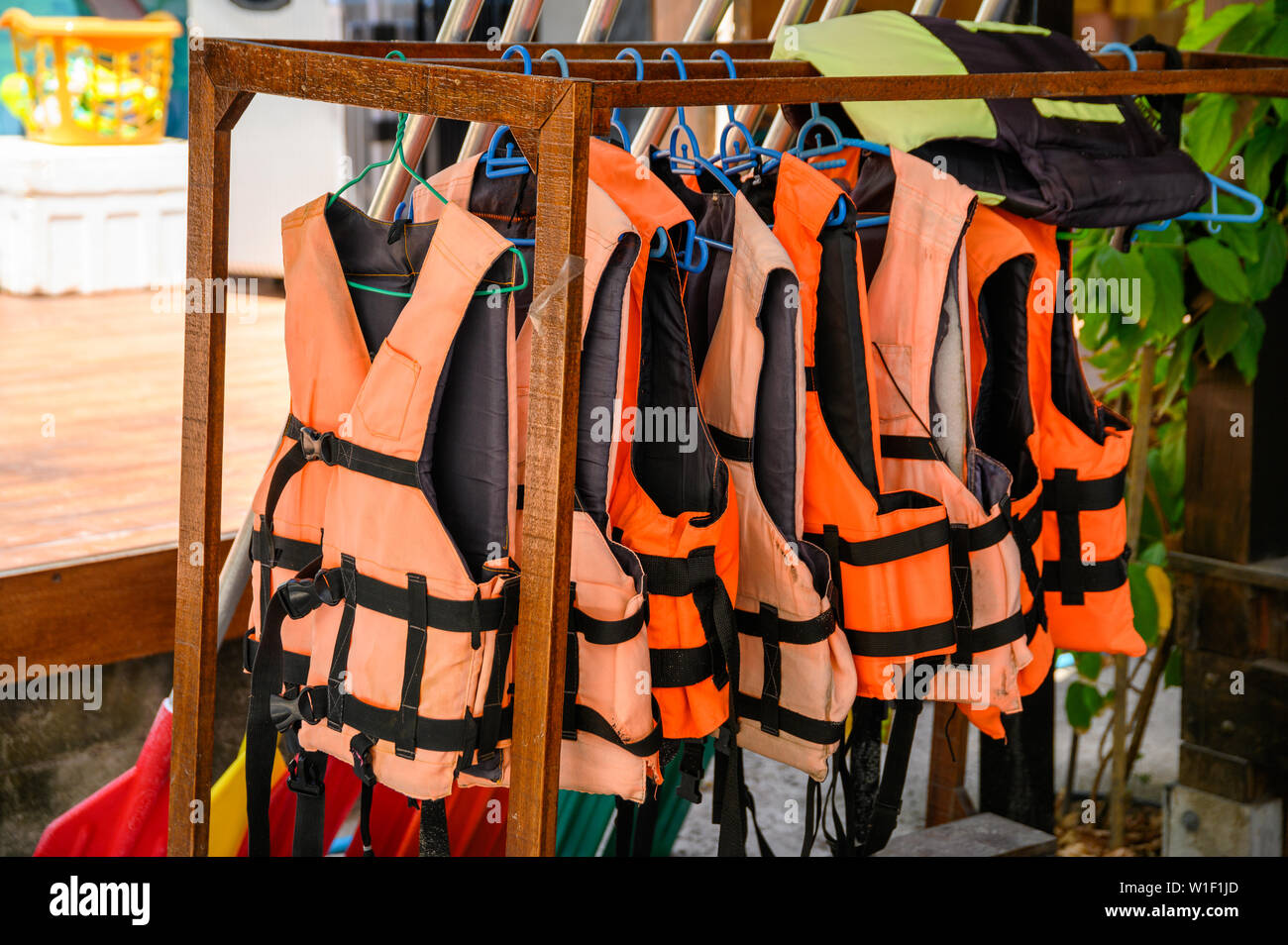 Hanging life jackets hi-res stock photography and images - Alamy