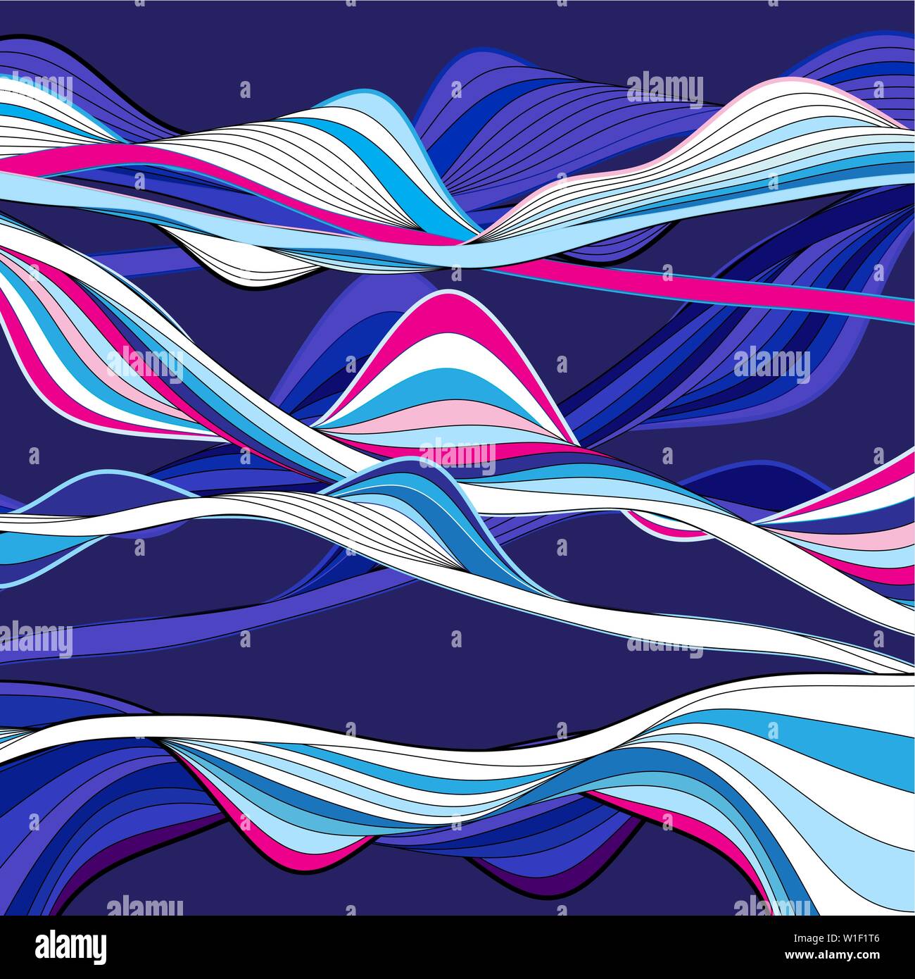 Abstract beautiful linear super wave vector graphics on a dark ...