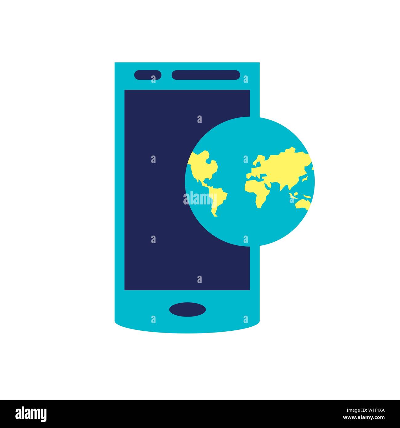 smartphone device with planet earth vector illustration design Stock ...