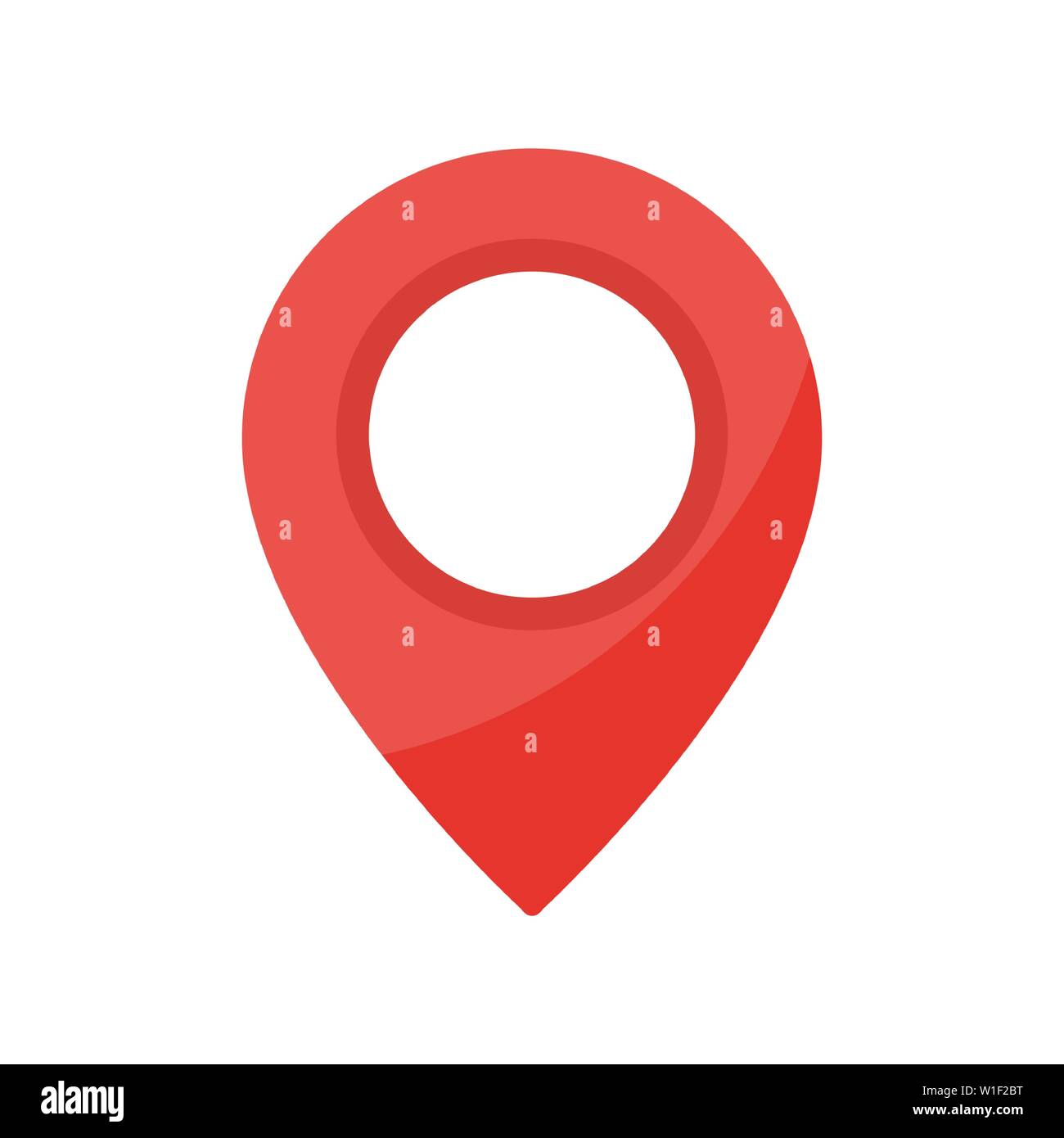Red map pointer icon. Simple location mark. GPS location symbol isolated on white background ...
