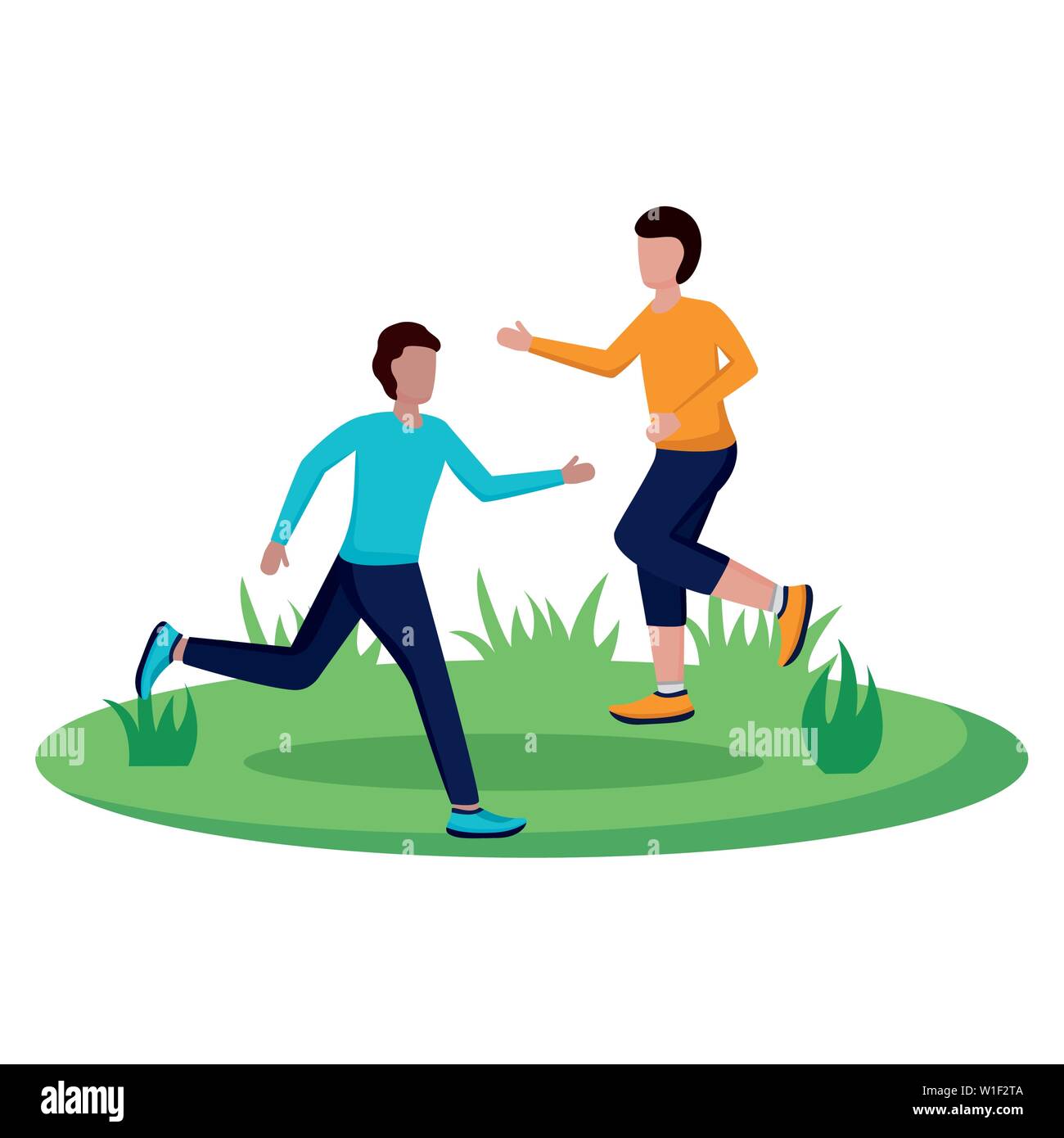 two men practicing running activity vector illustration Stock Vector ...