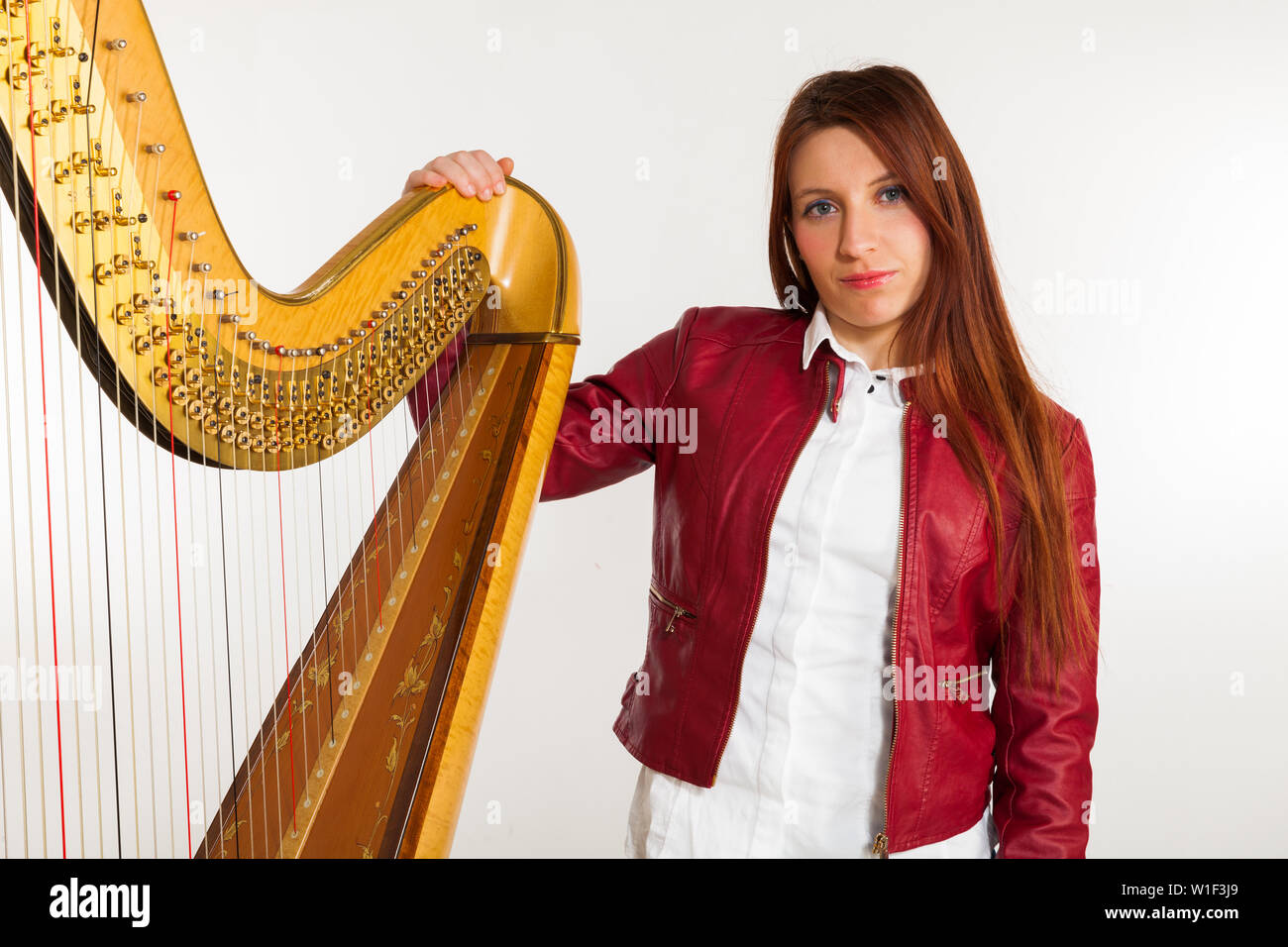 Portrait studio musician with his musical instrument Stock Photo - Alamy